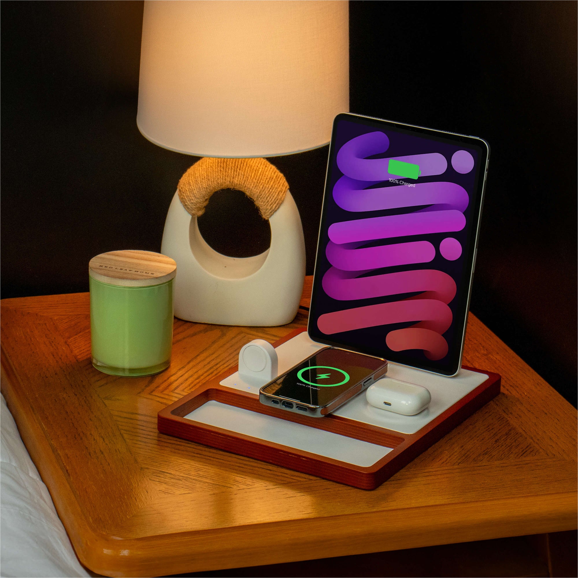 QUAD TRAY White Oak MagSafe Wireless Charger | NYTSTND